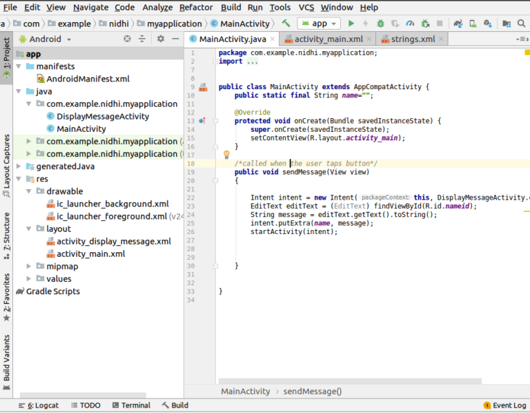 Android application for read and display user input is a simple example ...