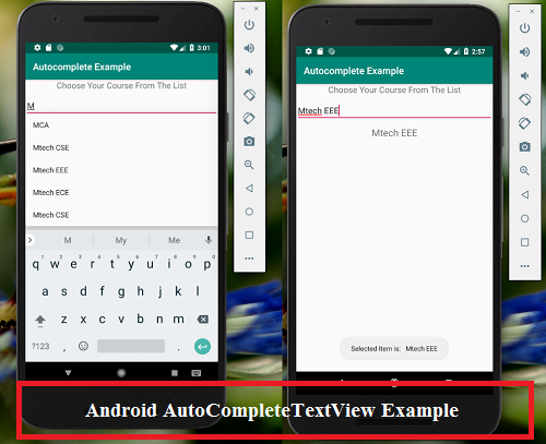 Android AutoCompleteTextView Example